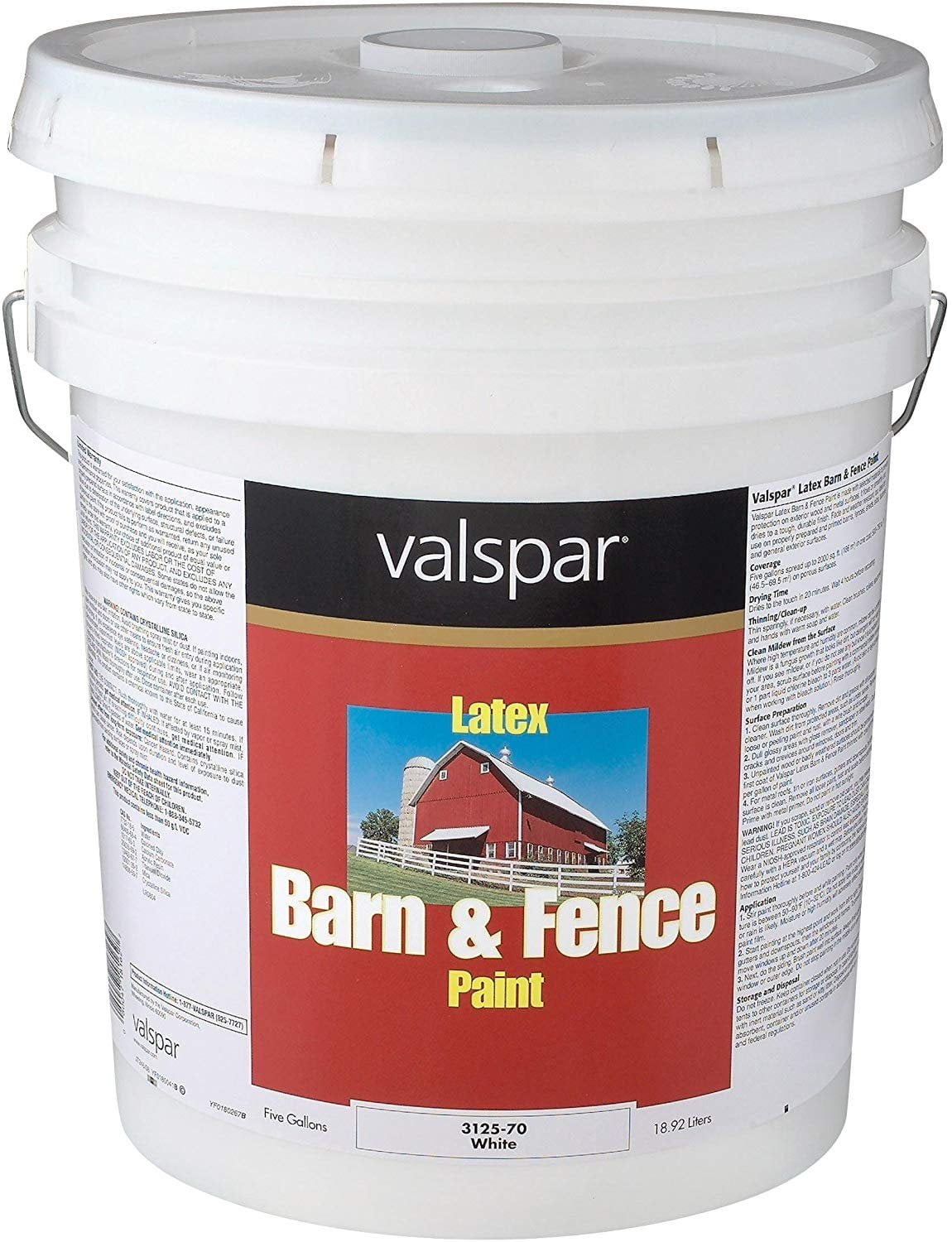 Valspar Exterior Barn and Fence Latex Paint for Wood and Masonry, 5 ...