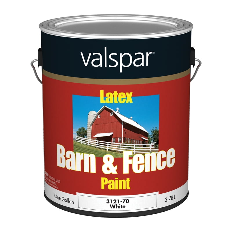 Valspar Latex Paint & Primer In One, White, Flat, Barn & Fence Paint, 1 ...