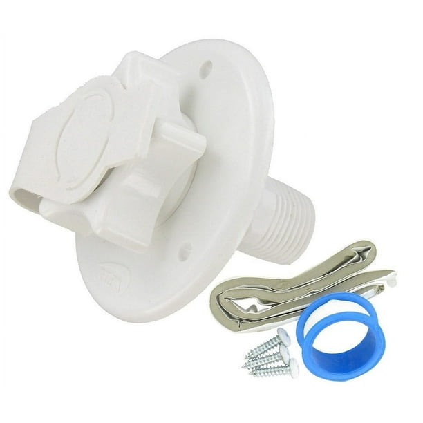 Valterra A01-0168VP Flush-Mount Water Inlet - MPT, 2-3/4" Flange, White ...