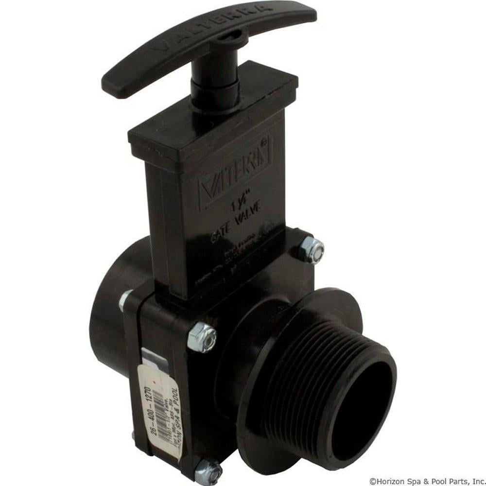 Valterra Gate Valve, 3 pc, Valterra, 1-1/2"fpt x 1-1/2"mpt, 45psi,Blk ...