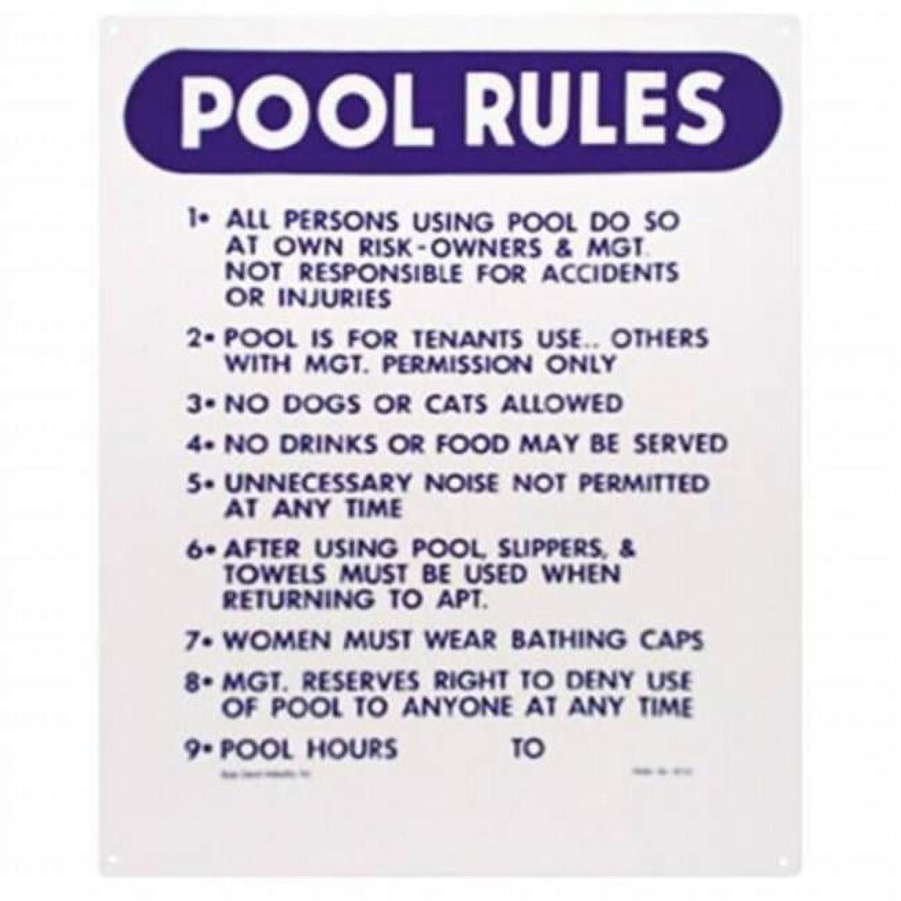 Valterra Products 8712 Blue Devil Pool Rules, 18 x 24 - Walmart.com
