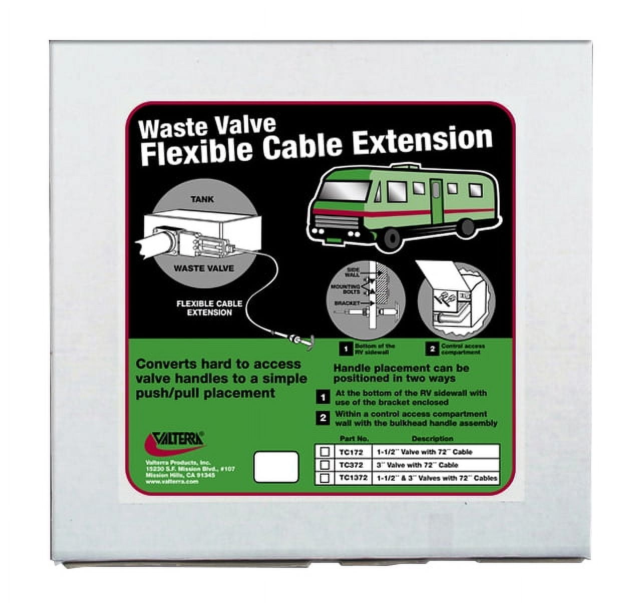 Valterra TC172 Flexible Cable Kit - 72" with 1-1/2" Valve - Walmart.com