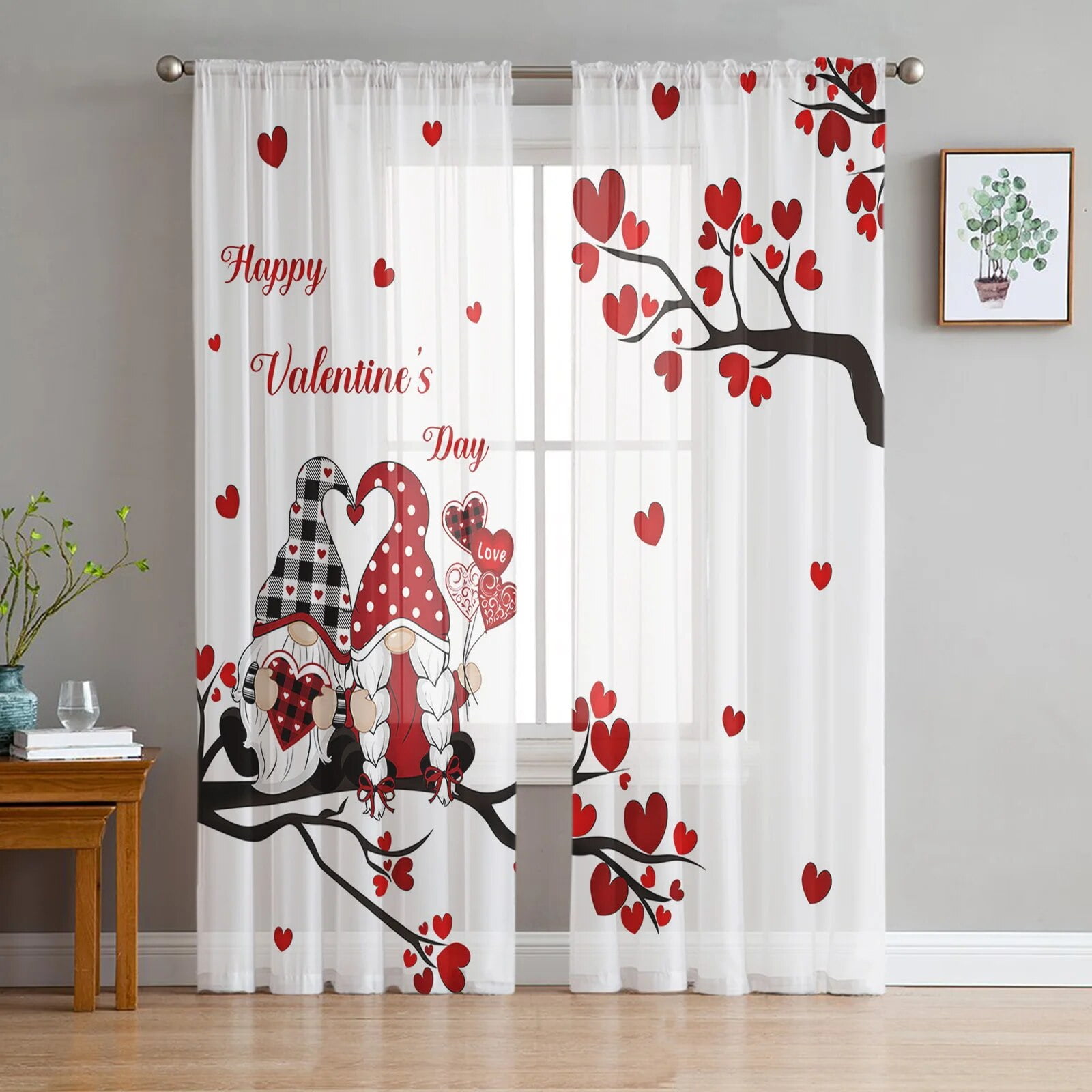 Valtine'S Day Love Tree Dwarf Modern Tulle Curtains for Living Room ...