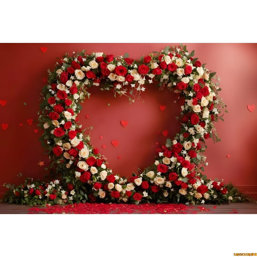 Valtine's Day Backdrop Red Rose Love Heart Arch Flowers Bridal Shower ...