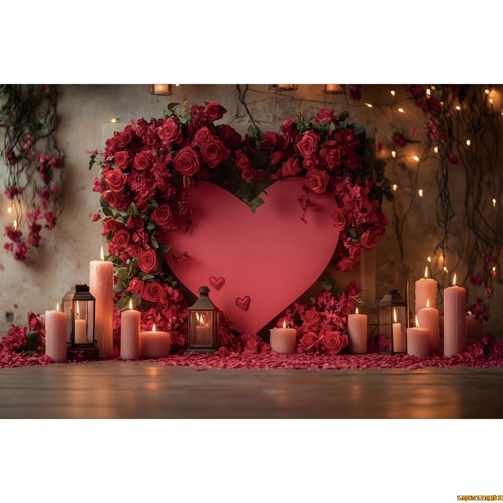 Valtine's Day Backdrop Red Rose Love Heart Arch Flowers Bridal Shower ...