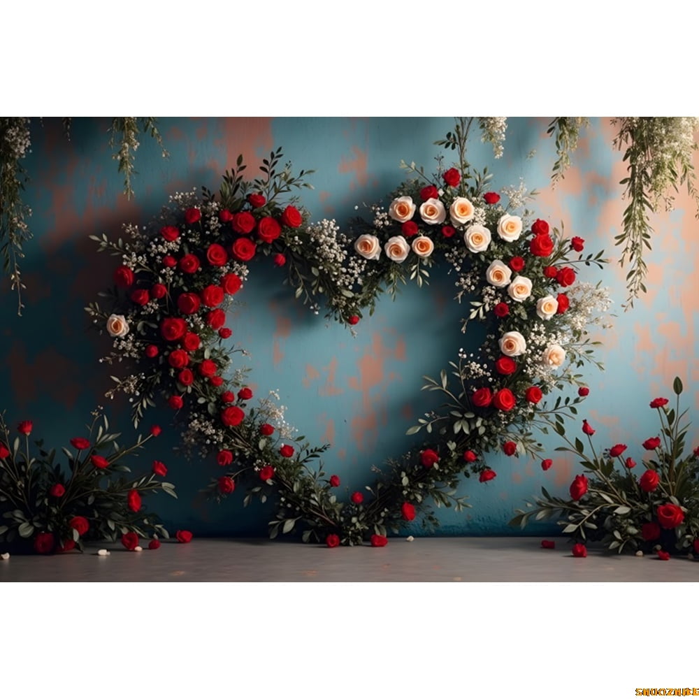 Valtine's Day Backdrop Red Rose Love Heart Arch Flowers Bridal Shower ...