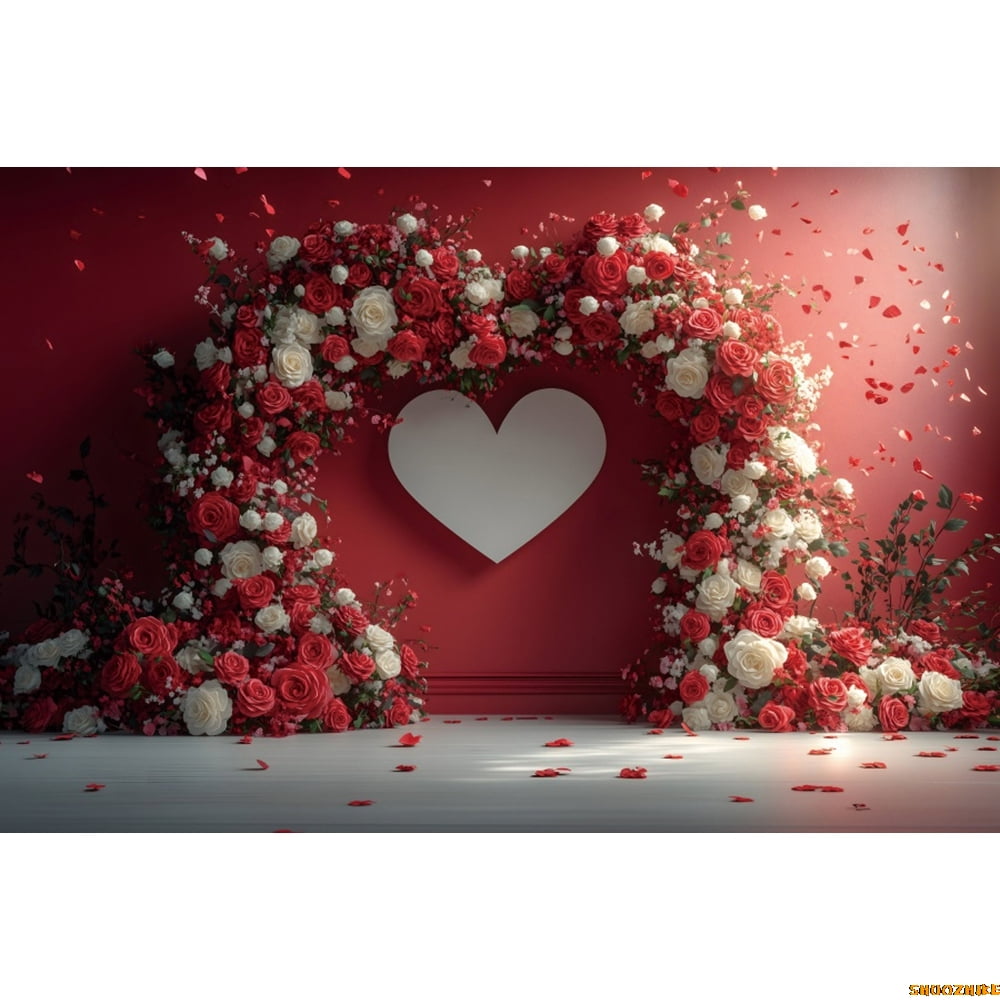 Valtine's Day Backdrop Red Rose Love Heart Arch Flowers Bridal Shower ...