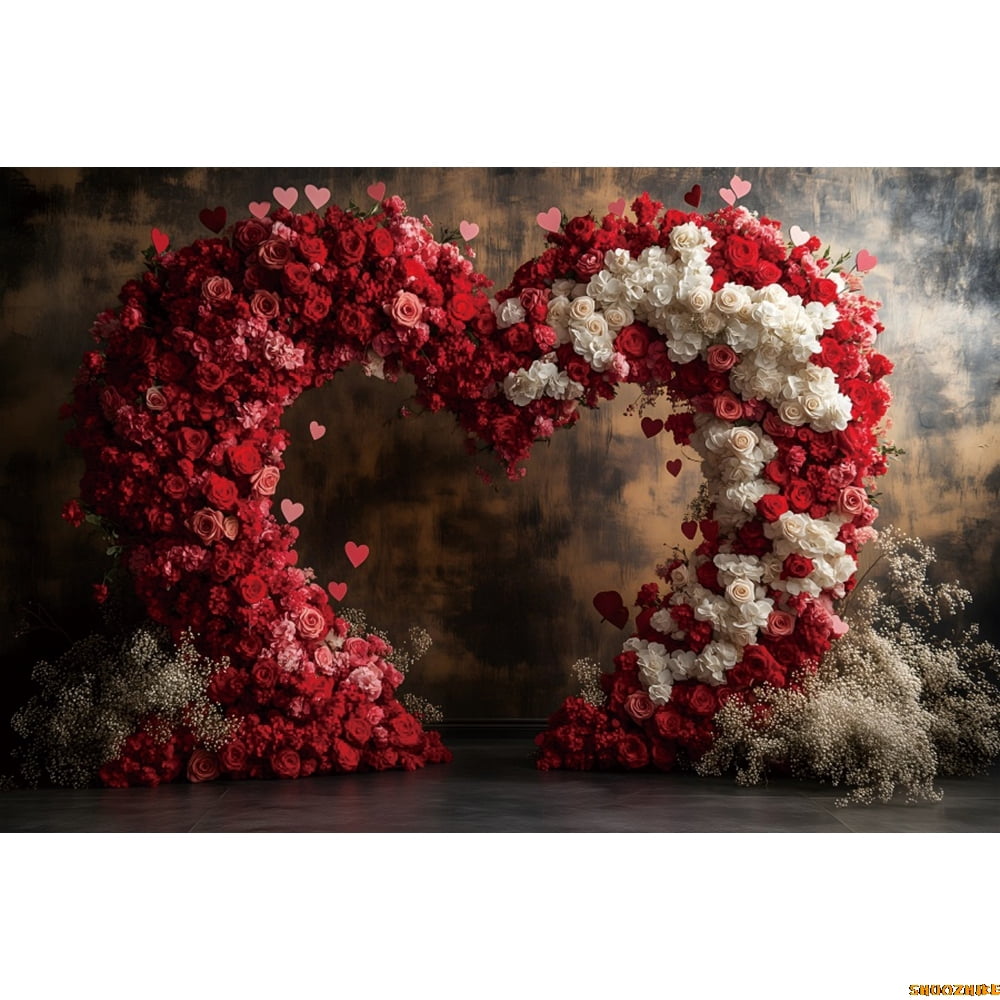 Valtine's Day Backdrop Red Rose Love Heart Arch Flowers Bridal Shower ...