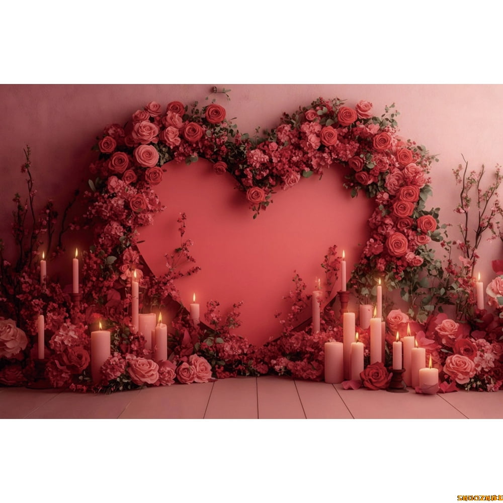 Valtine's Day Backdrop Red Rose Love Heart Arch Flowers Bridal Shower ...