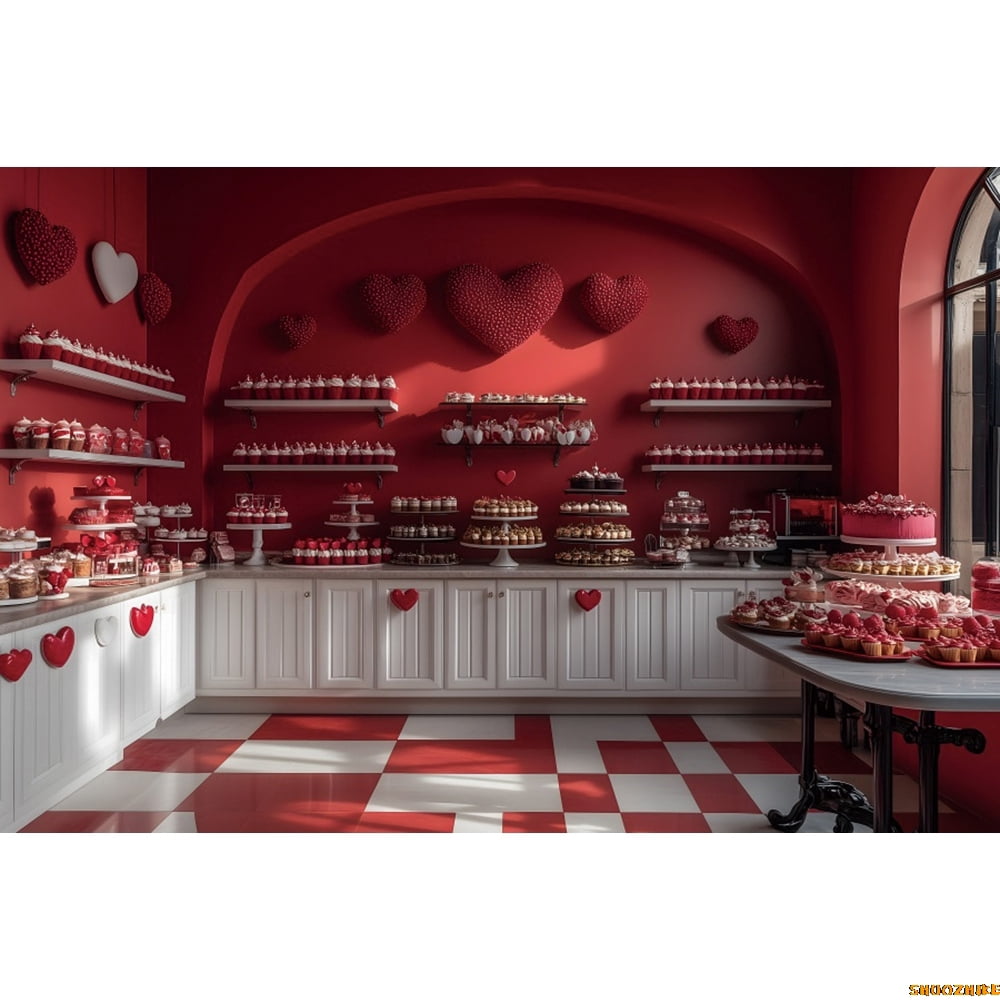 Valtine's Day Kitch Sce Backdrop Pink Cabinet Cake Flowers tic Valtine ...