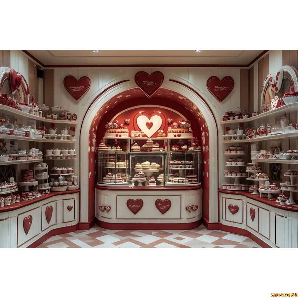 Valtine's Day Kitch Sce Backdrop Pink Cabinet Cake Flowers tic Valtine ...