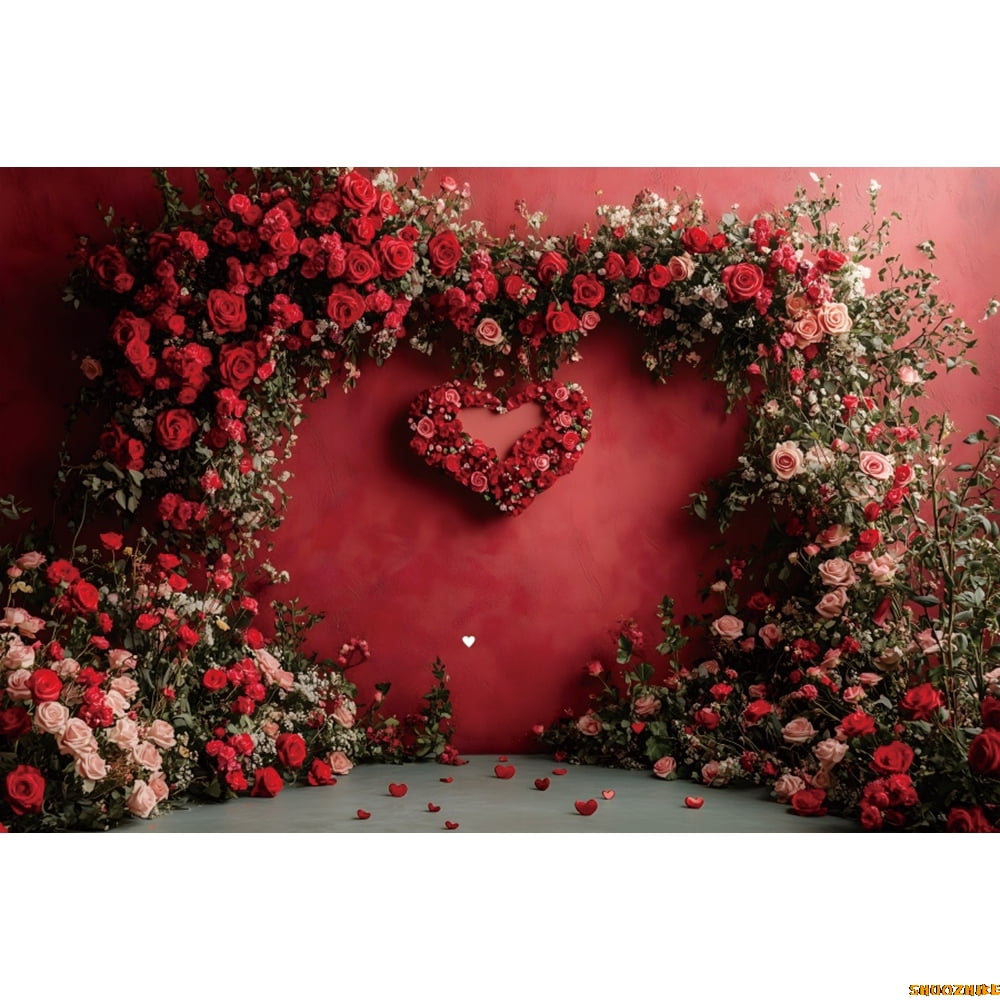 Valtine's Day Photography Backdrop February 14 Red Rose Flower Love ...