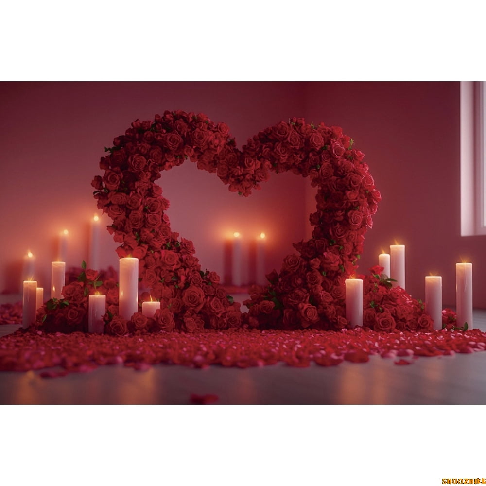 Valtine's Day Photography Backdrop February 14 Red Rose Flower Love ...