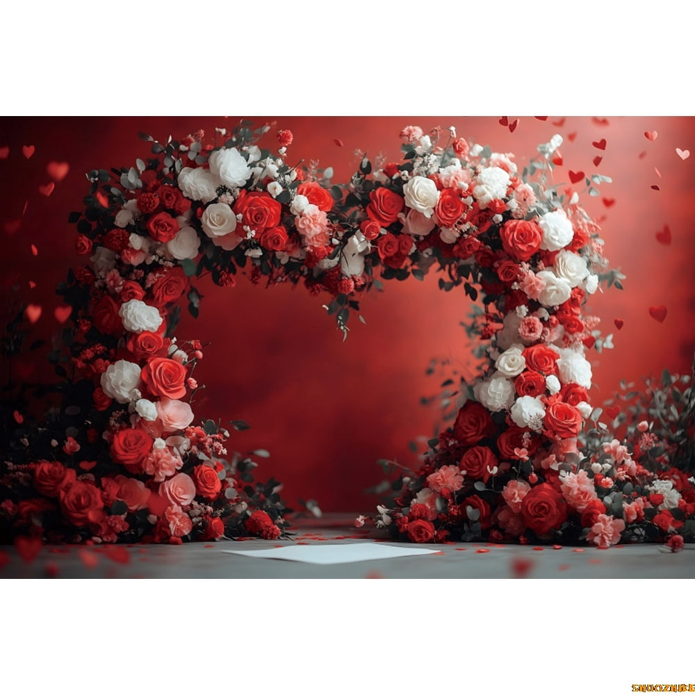 Valtine's Day Photography Backdrop February 14 Red Rose Flower Love ...
