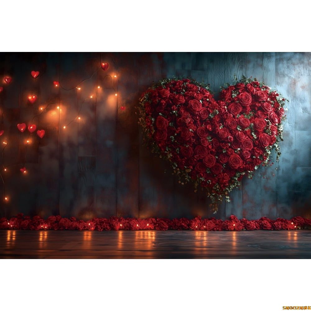 Valtine's Day Photography Backdrop February 14 Red Rose Flower Love ...
