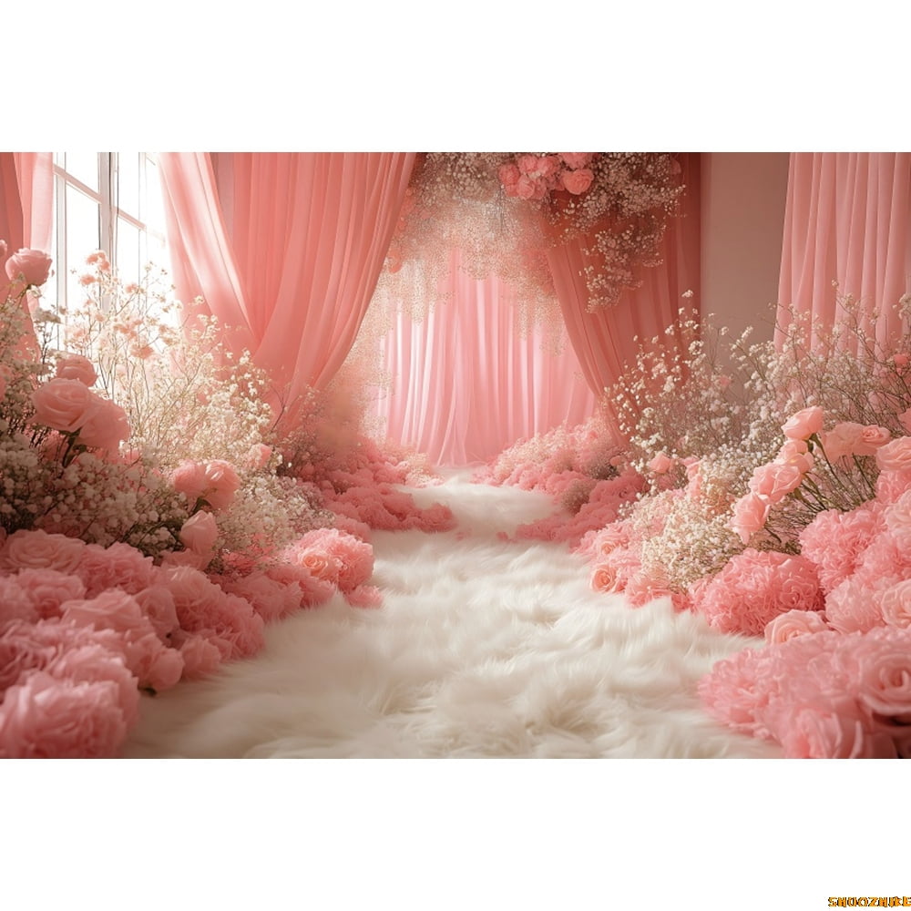Valtine's Day Pink Arch Flower Photography Backdrop Birthday Party ...