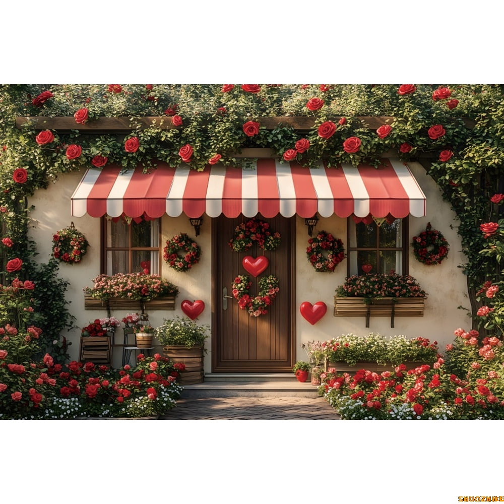 Valtine's Day Store Photography Backdrop February 14th Rose Love Heart ...
