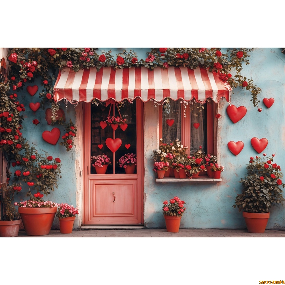 Valtine's Day Store Photography Backdrop February 14th Rose Love Heart ...