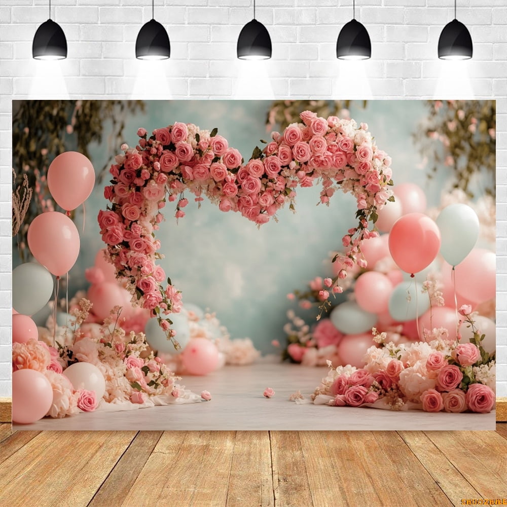 Valtines Day Rose Flower Arch Love Heart Backdrop tic February 14 Party ...