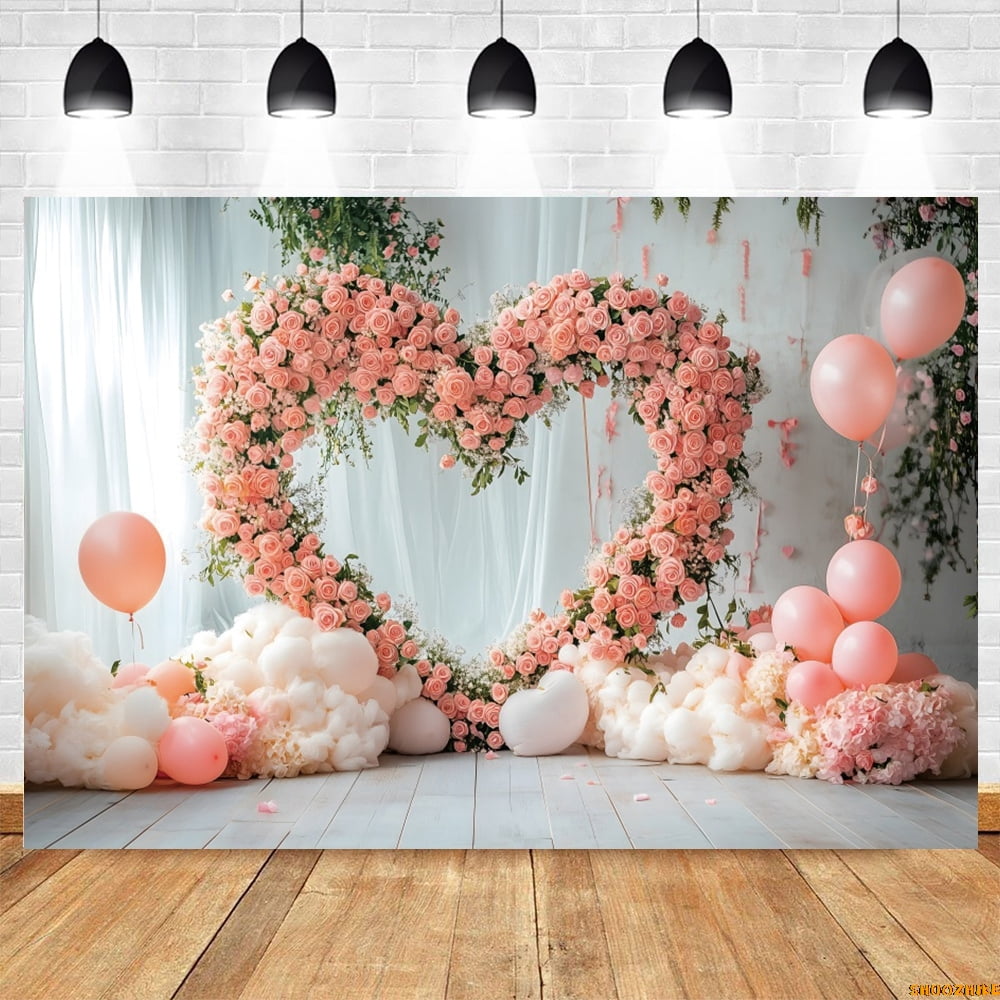 Valtines Day Rose Flower Arch Love Heart Backdrop tic February 14 Party ...