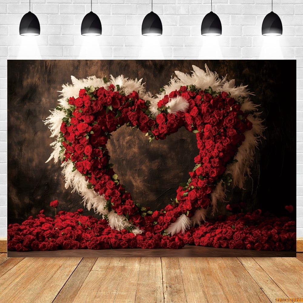 Valtines Day Rose Flower Arch Love Heart Backdrop tic February 14 Party ...