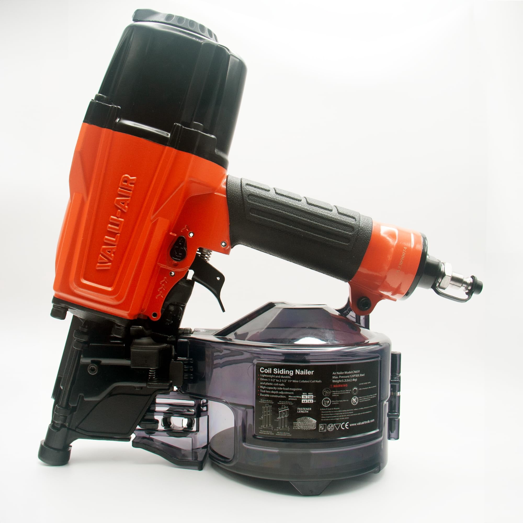 Valu-Air CN65V 15-Degree Pneumatic Coil Siding Fencing Nailer - 1-1/2 ...