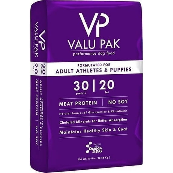 Valu Pak 30-20 Dog Food, 50LB, High Protein for Athletes and Puppies ...