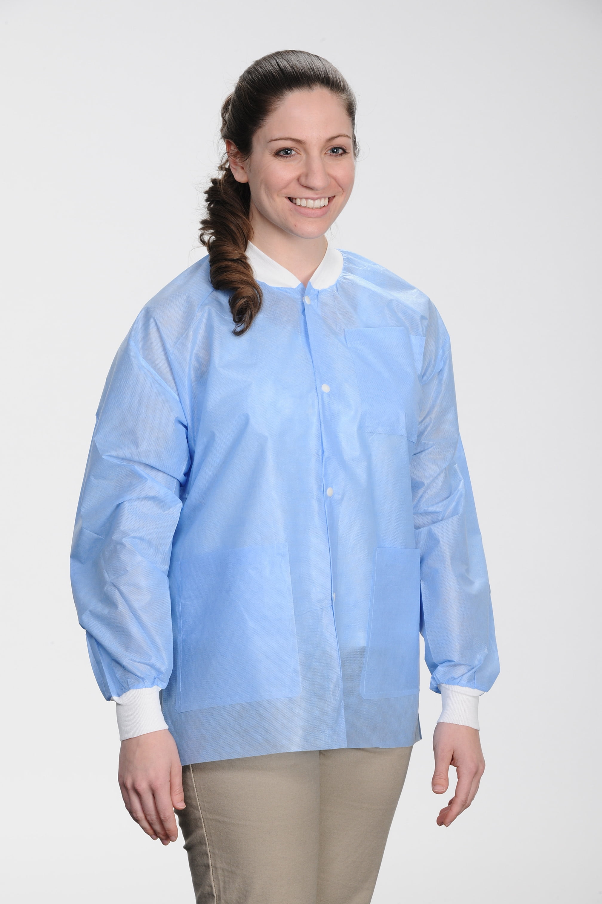ValuMax 3630MBL Extra-Safe Medical Lab Jackets Medical Blue Large 10/Pk ...