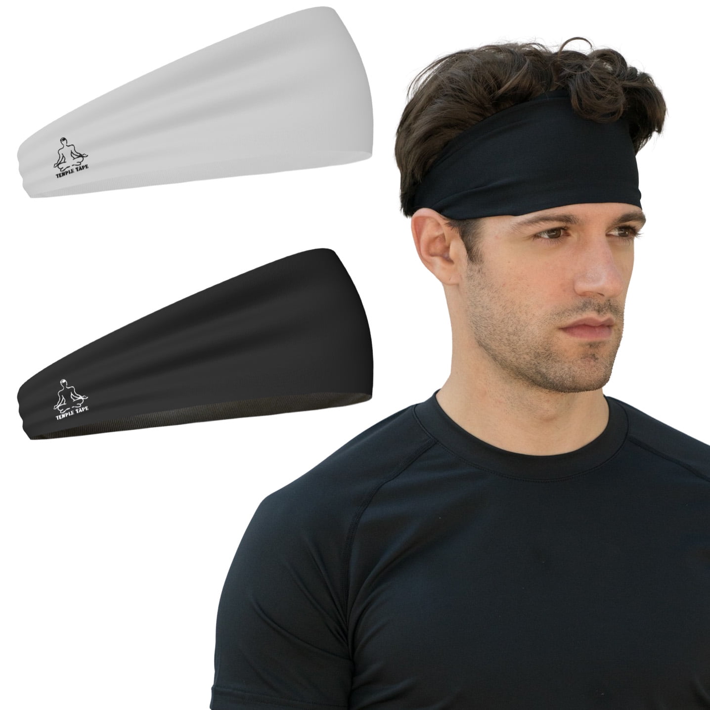 Value 2-Pack, Temple Tape Four Inch Moisture Wicking Workout Sweatband ...