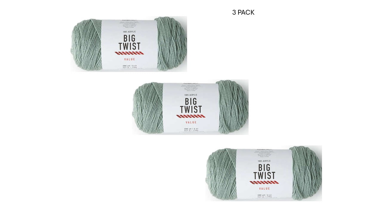 Value 380yd Worsted Acrylic Yarn by Big Twist 3 Pack - Walmart.com
