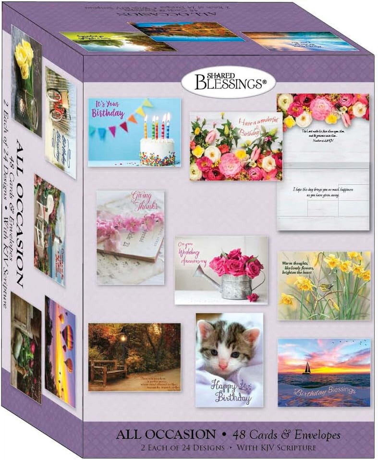 Shared Blessings All Occasion Greeting Cards Pack 48 with Envelopes Inspirational Cards for Any ...