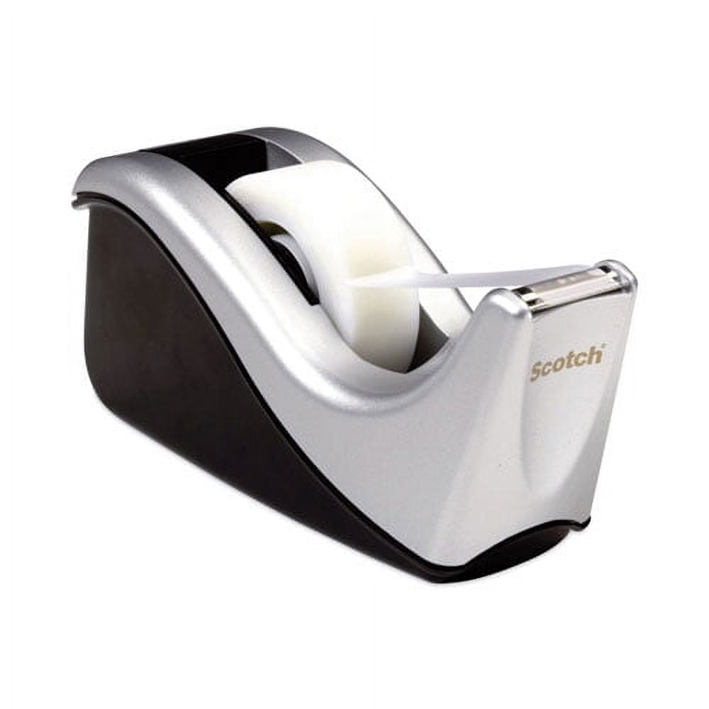 "Value Desktop Tape Dispenser, Attached 1"" Core, Black/silver | Bundle ...