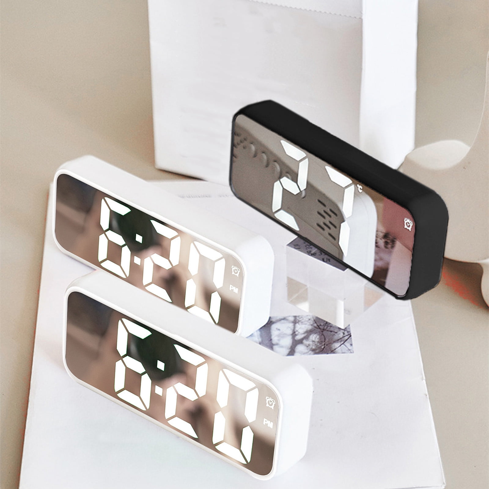 Value for Money, Bedside Alarm Clock Usb Mirror Large Font Date Led ...