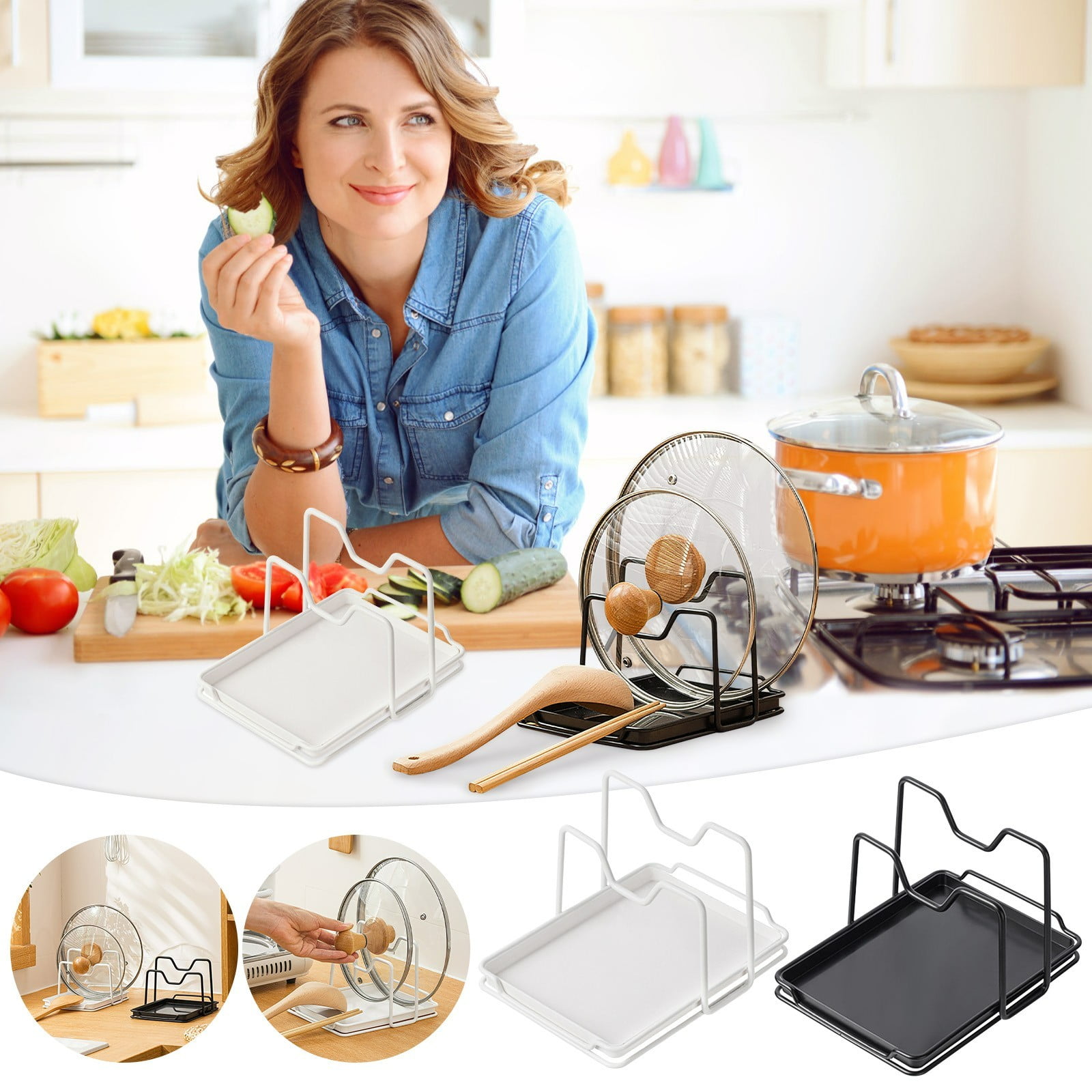 Value for Money, Pot Lid Rack Cutting Board Stand, Countertop Kitchen ...
