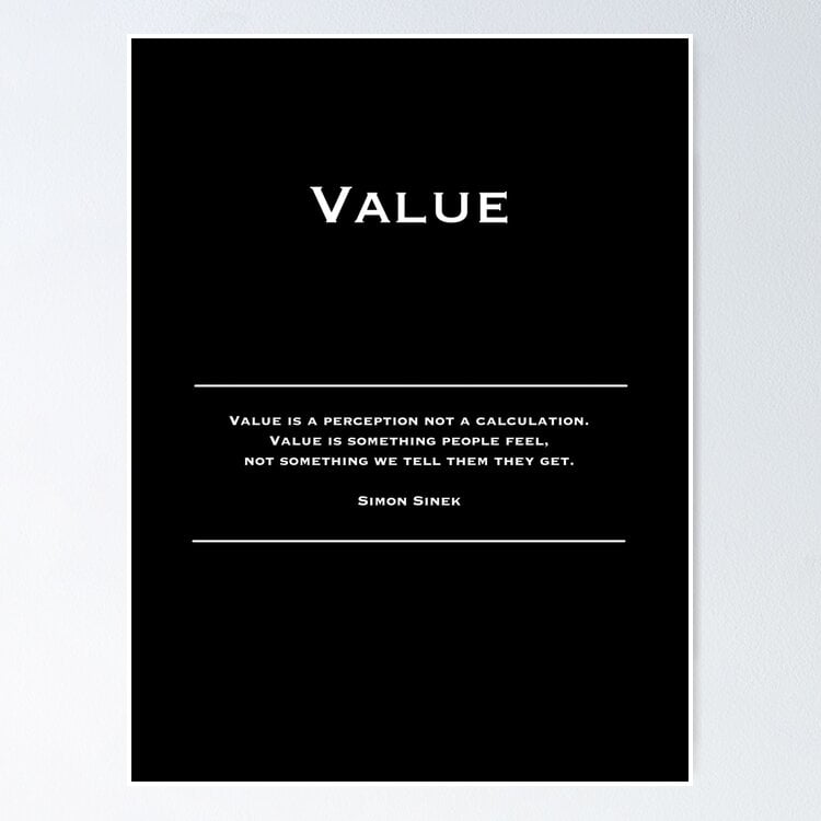 Value - Motivational Inspirational Corporate Office Wall Art Black And ...