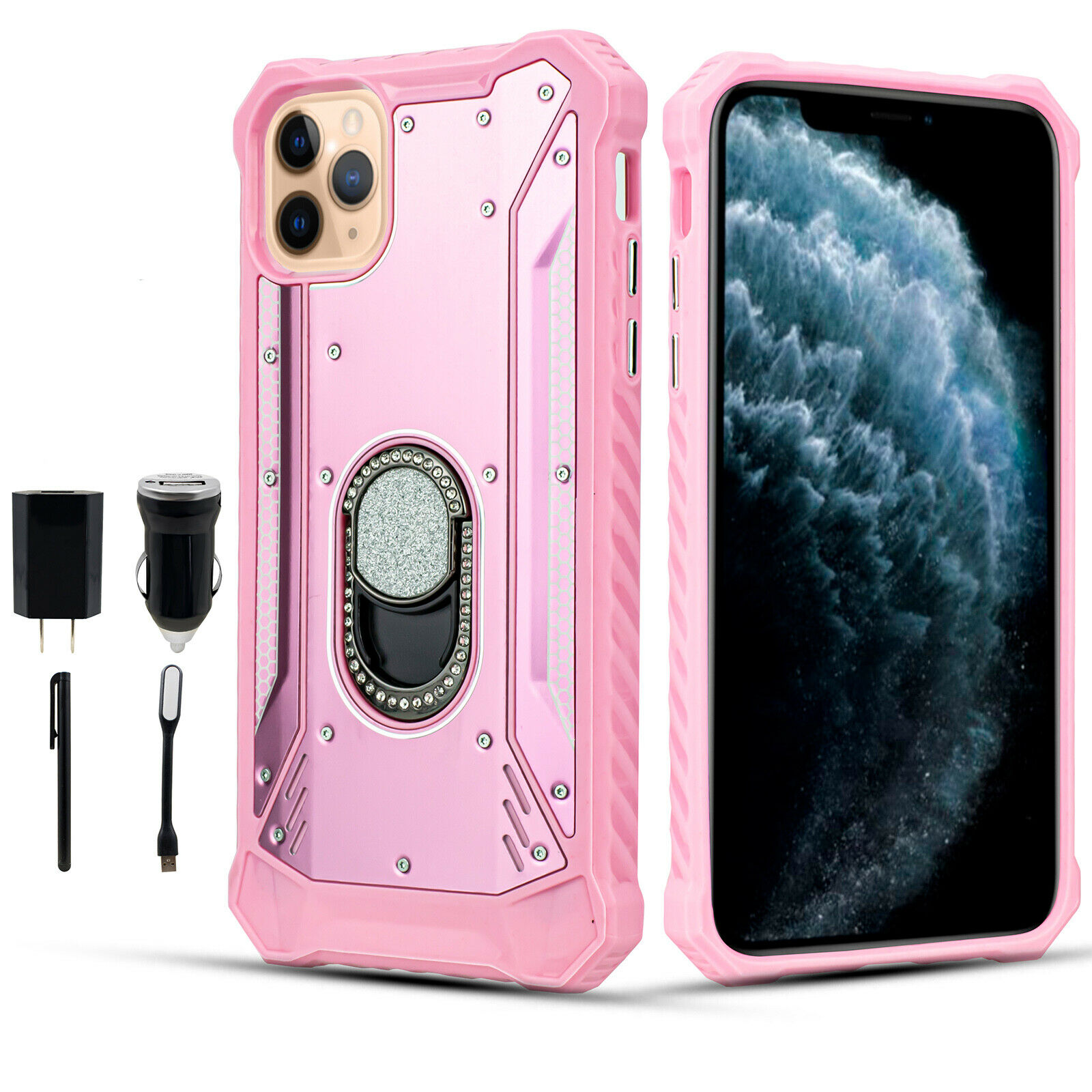 Value Pack + for Apple iPhone 11 (6.1inch) Diamond Bling Metal Ring ...