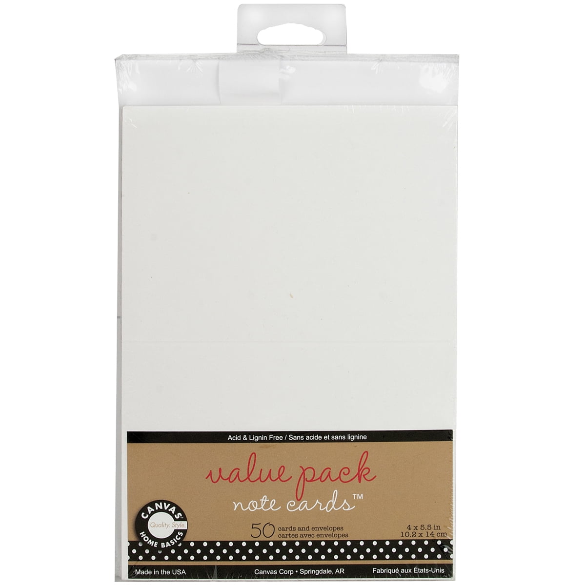Value Pack Note Cards W/Envelopes 4""X5.5"" 50/Pkg-White - Walmart.com