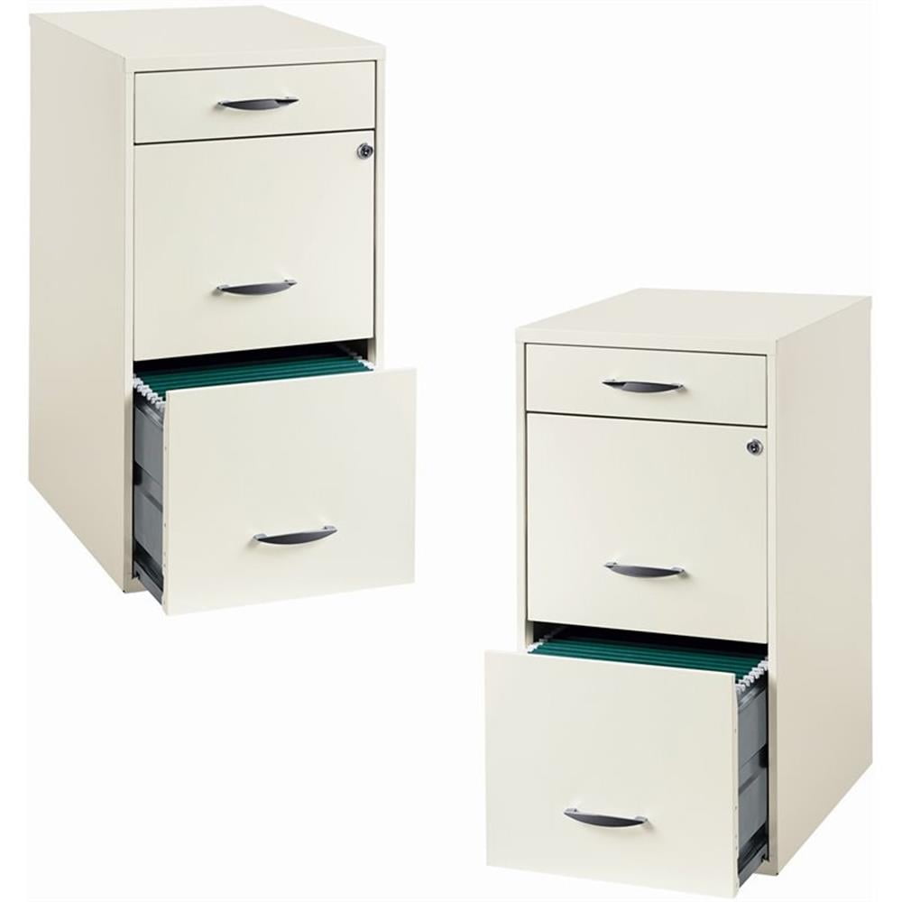 Value Pack (Set of 2) 3 Drawer Steel File Cabinet in White - Walmart.com