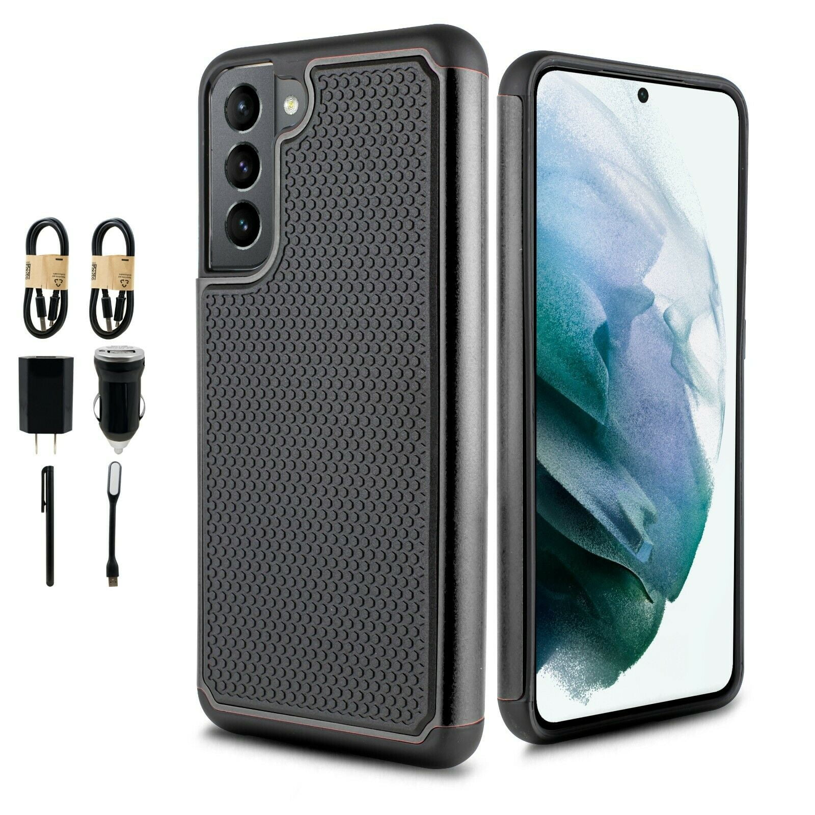 Value Pack and Samsung Galaxy S21 FE with Temper Glass Phone Case Shock ...