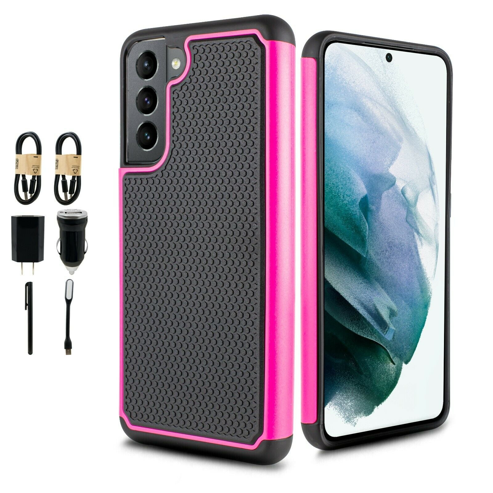 Value Pack and Samsung Galaxy S21 FE with Temper Glass Phone Case Shock ...