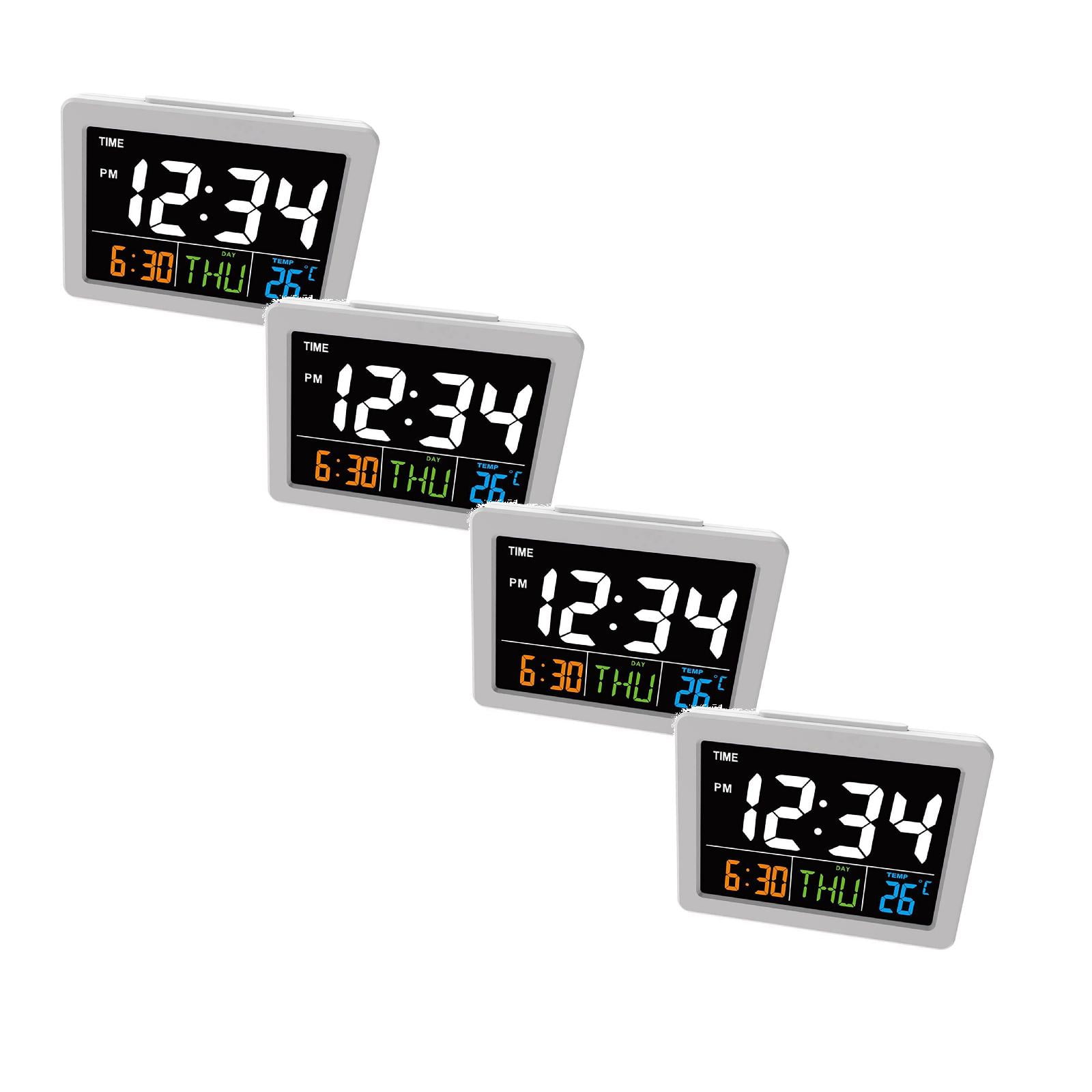 Value Set of 4 Multi-Function Digital Clocks - Large Display Shows Time ...