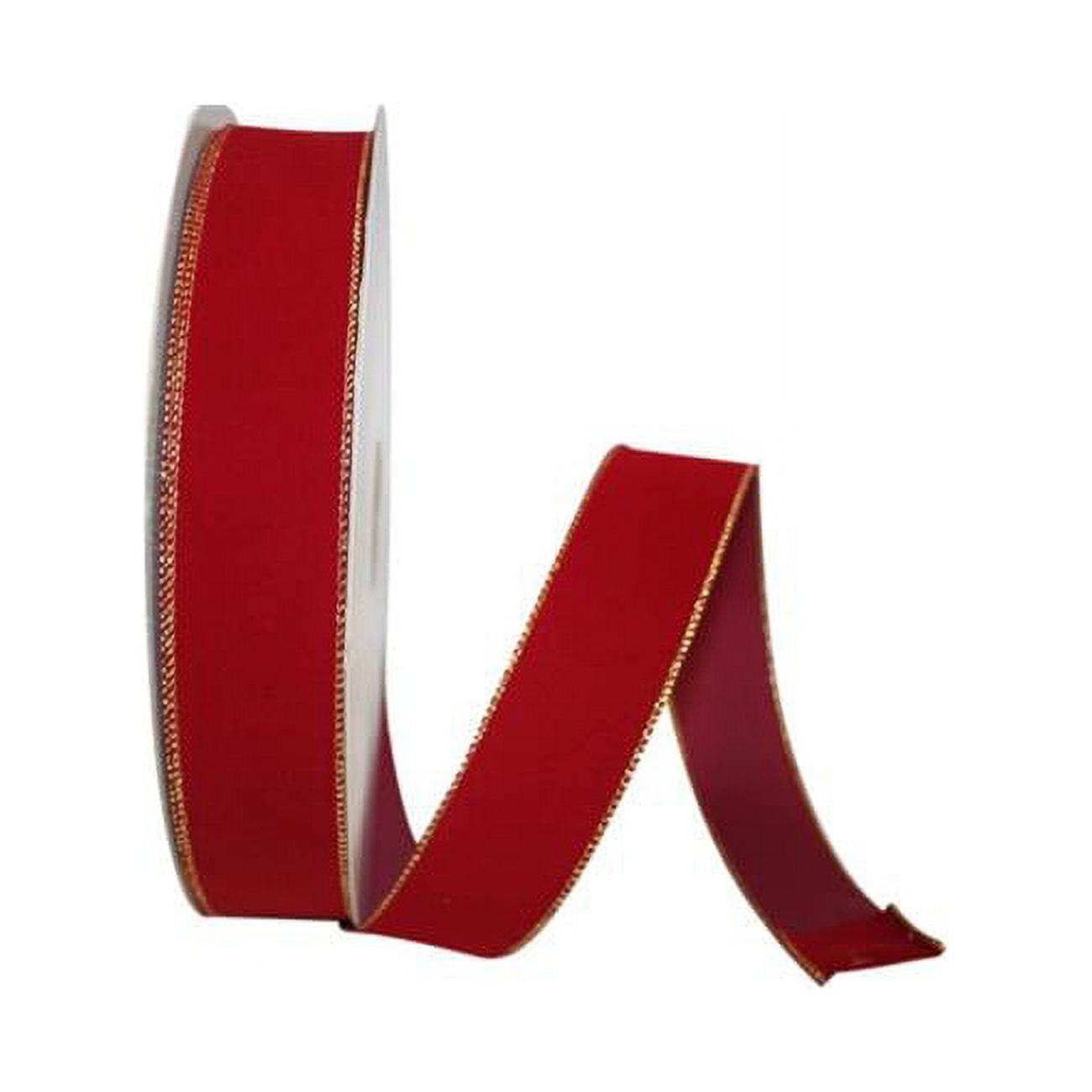 Value Velvet Wired Edge Ribbon - Scarlet & Gold - 1.5 in. x 50 yards ...