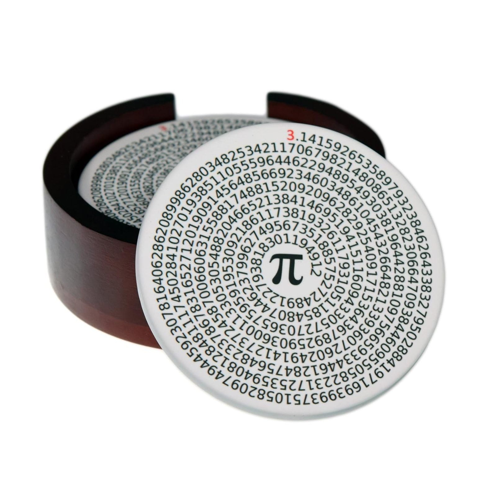Value of Pi Spiral - 4-Piece Ceramic Tile Coaster Set - Caddy Included ...