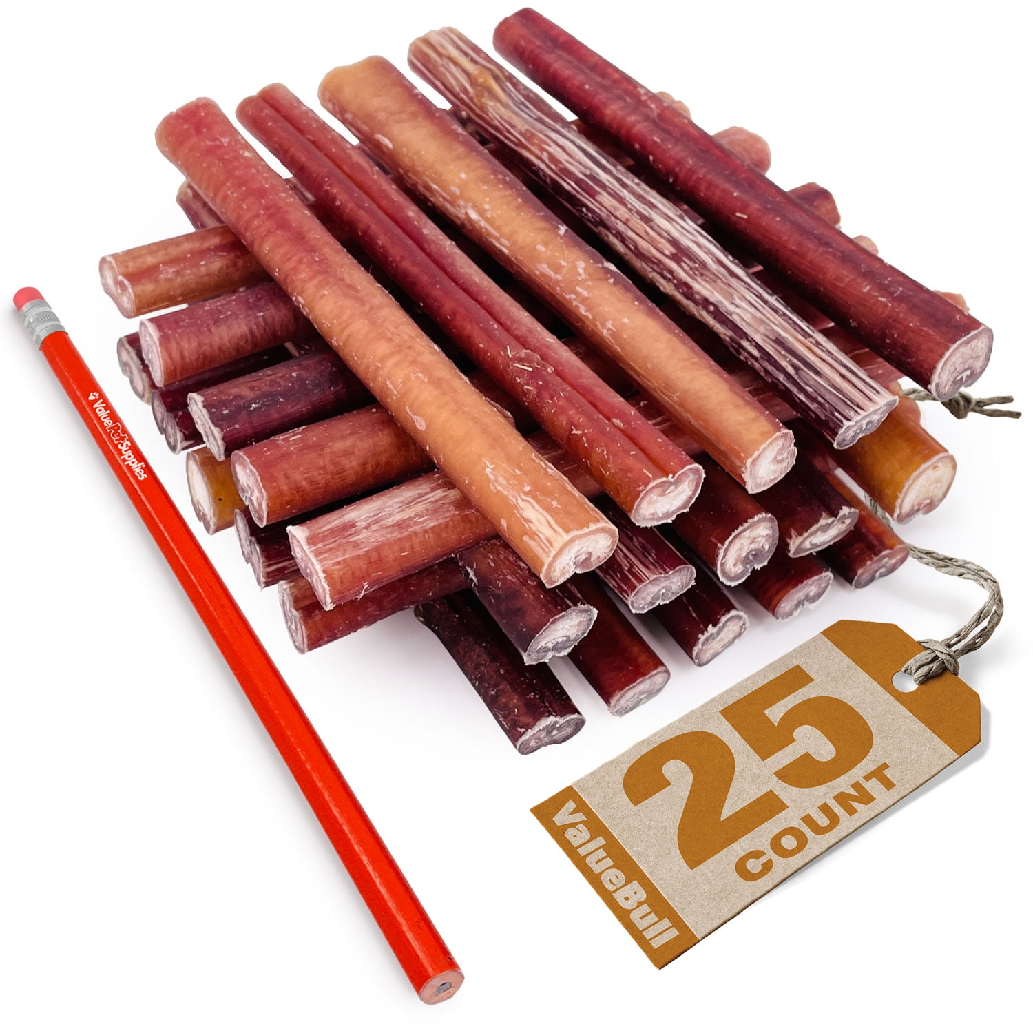 ValueBull Bully Sticks, Low Odor Premium Dog Chews, Thick 6", 25 ct ...