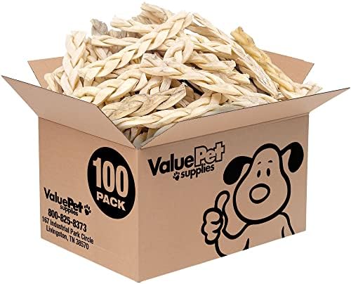 ValueBull Cheek Chews, Triple Braided, Premium Beef, 5-6 Inch, 100 ...