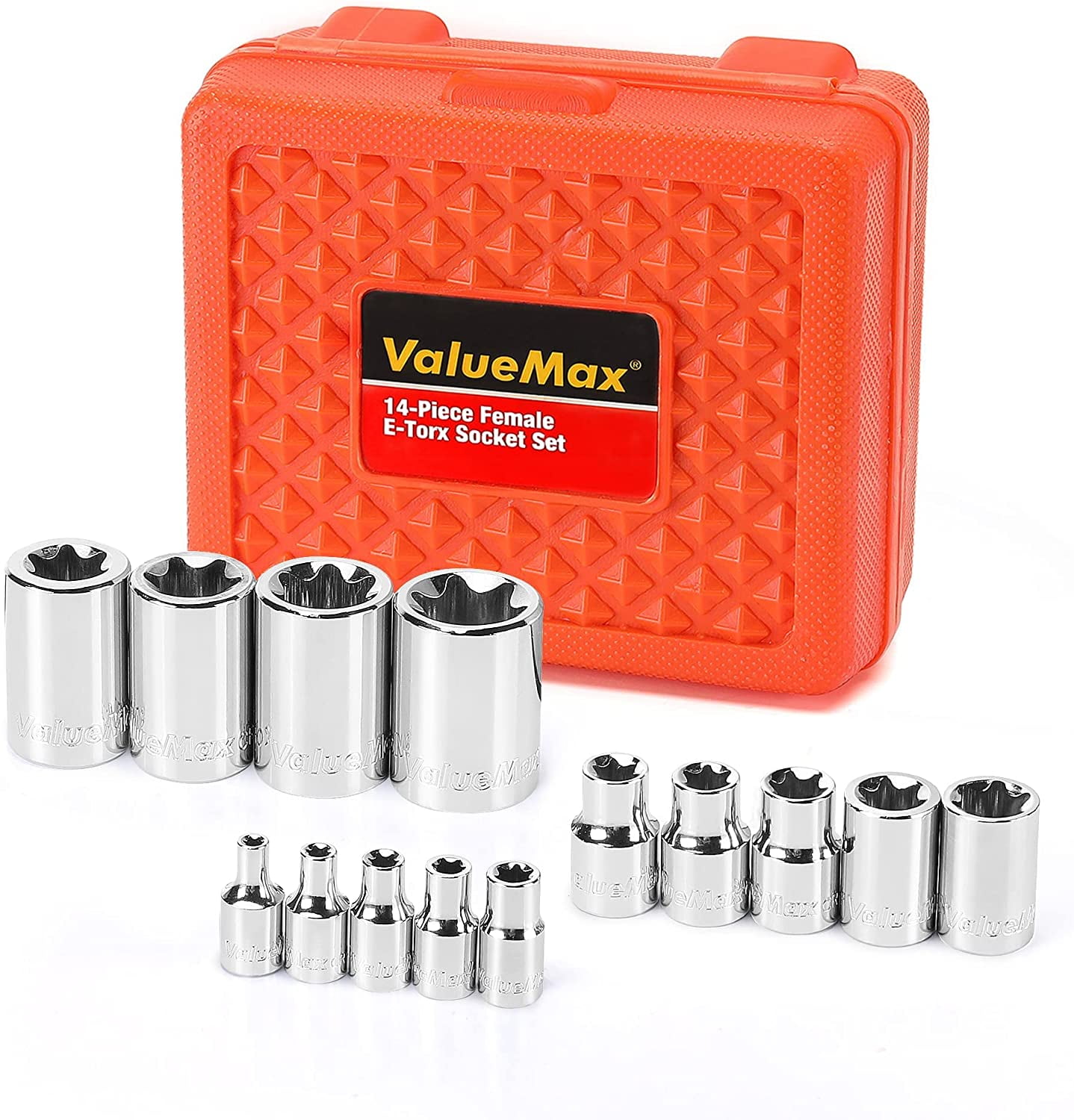 ValueMax 14-Piece E-Torx Star Socket Set, Cr-V Steel, 1/4", 3/8" and 1/ ...