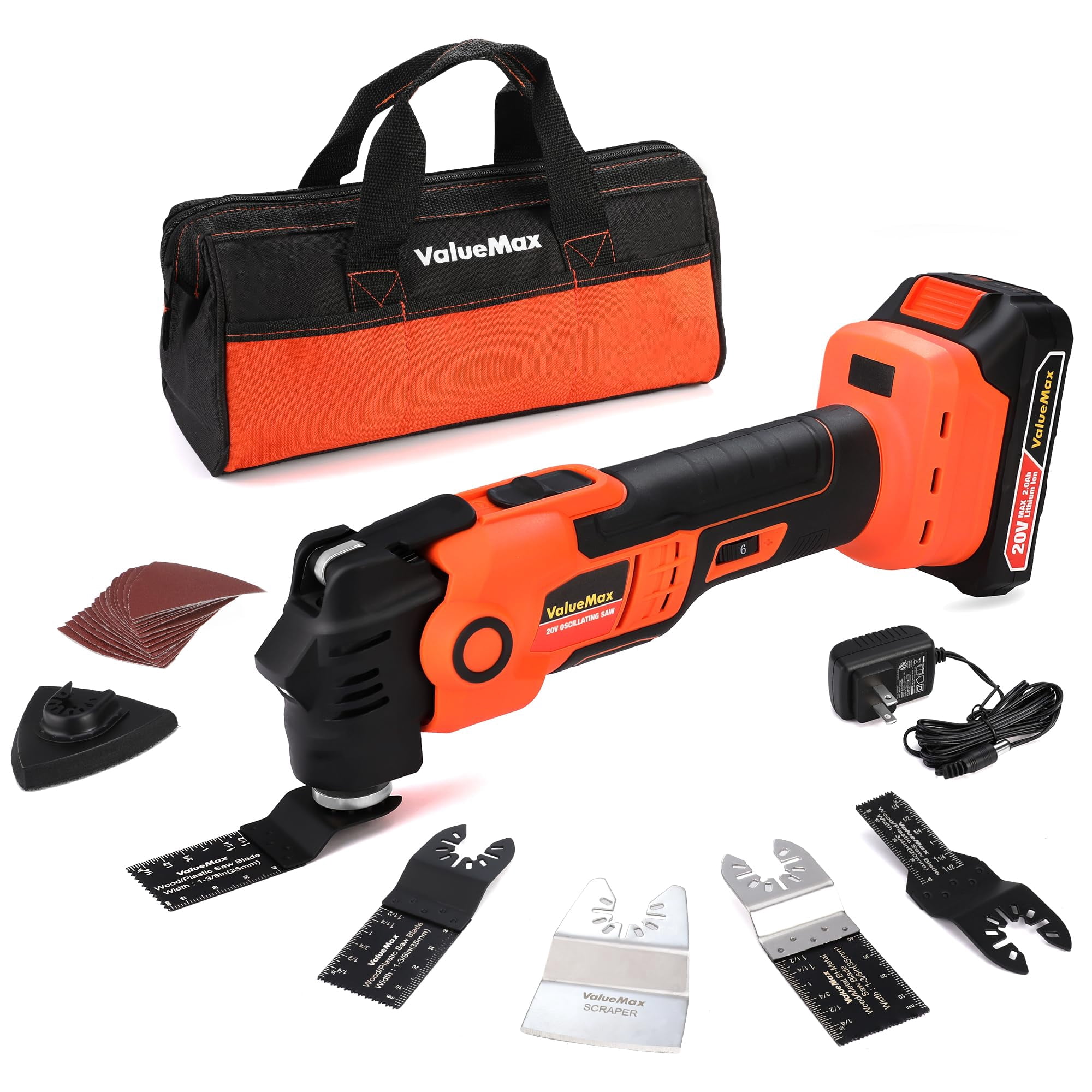 ValueMax 20V Cordless Oscillating Tool with Battery, 3.6°Oscillation ...