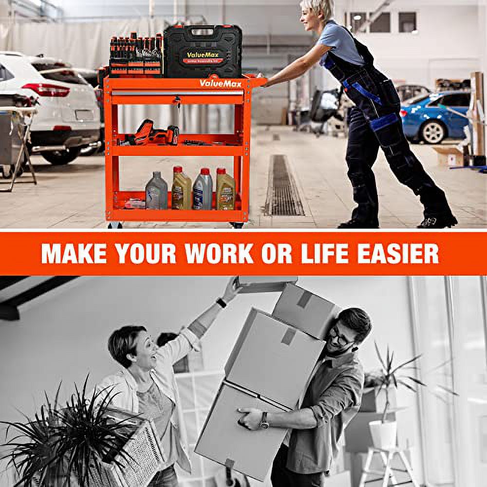 ValueMax 3 Tier Rolling Tool Cart, 350LBS Heavy Duty Tool Cart with ...