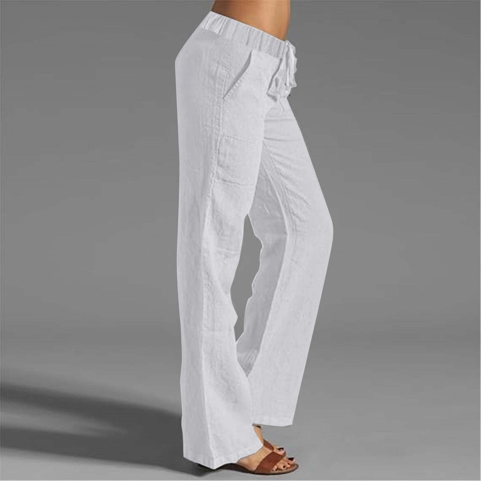 Valueadd Women's Casual Linen Pants 2025 Summer Wide Leg High Waisted ...