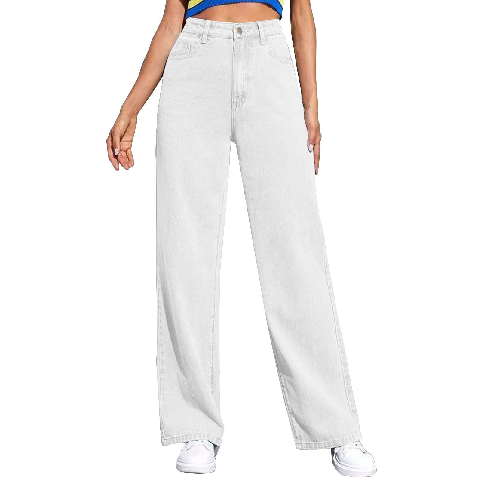 Valueadd Women's High Waisted Wide Leg Jeans Slimming Drag Straight Leg ...
